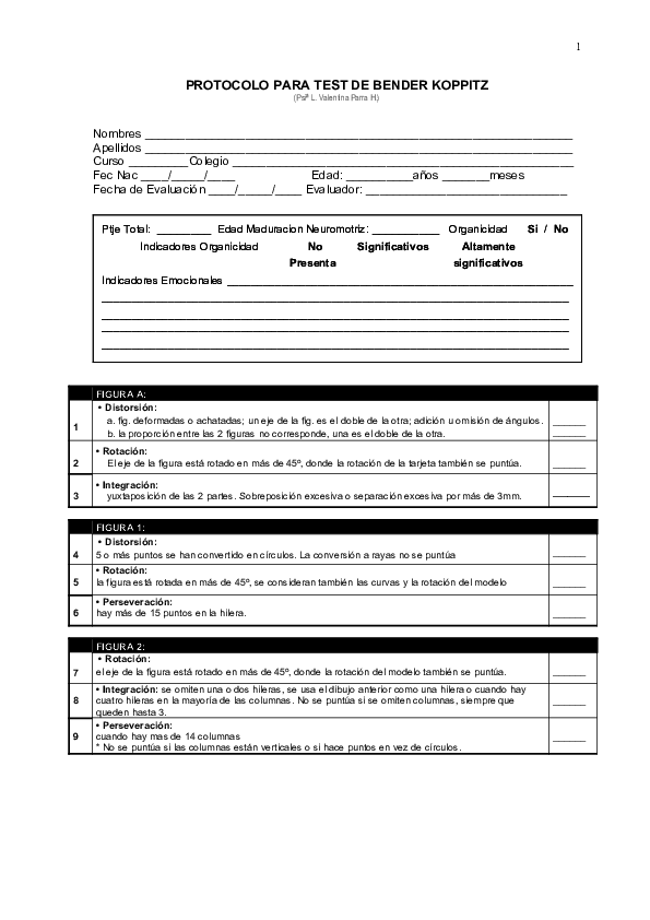 (DOC) PROTOCOLO PARA TEST DE BENDER KOPPITZ