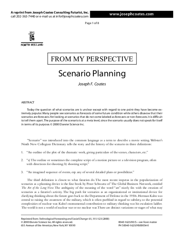 (PDF) Scenario planning