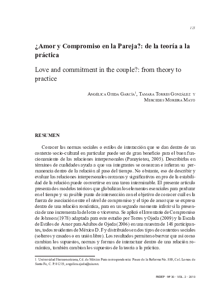 (PDF) Amor y Compromiso en la Pareja?: de la teoría a la práctica Love ...
