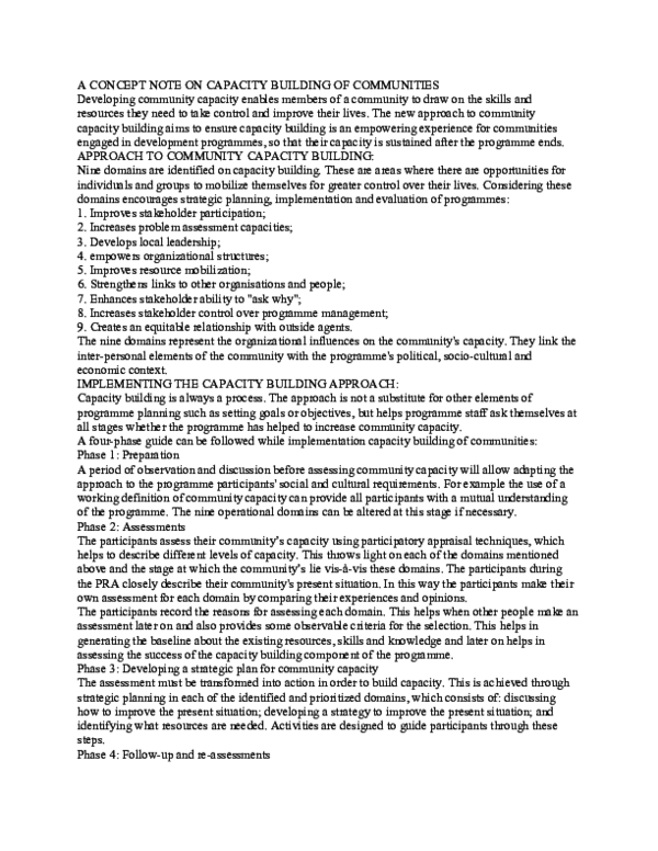 (DOC) A CONCEPT NOTE ON CAPACITY BUILDING OF COMMUNITIES