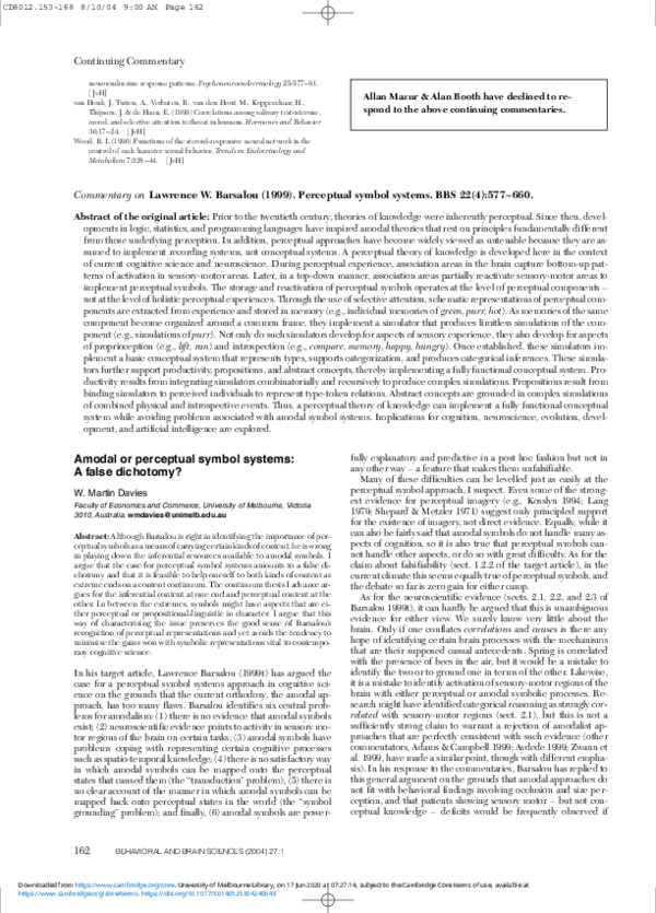 (PDF) Amodal or perceptual symbol systems: A false dichotomy?