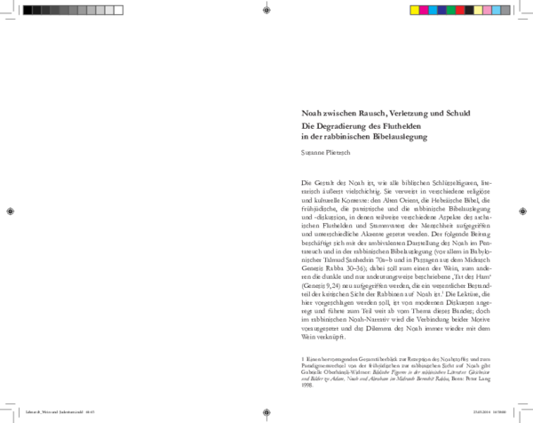 (PDF) Noah zwischen Rausch, Verletzung und Schuld. Die Degradierung des ...