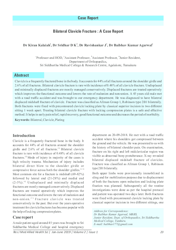 (PDF) Bilateral Clavicle Fracture : A Case Report