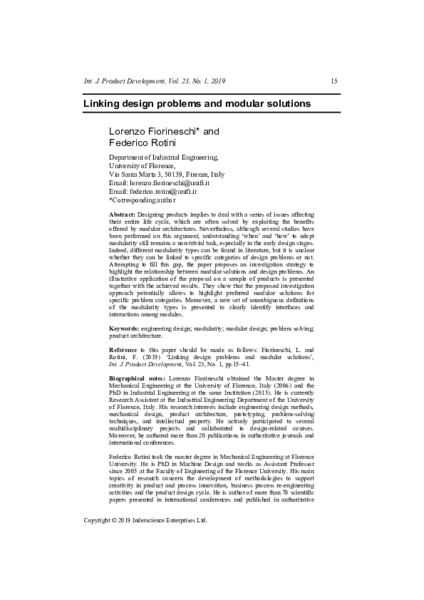 (PDF) Linking design problems and modular solutions