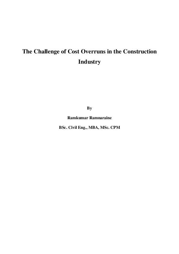 (PDF) The Challenge of Cost Overruns in the Construction Industry