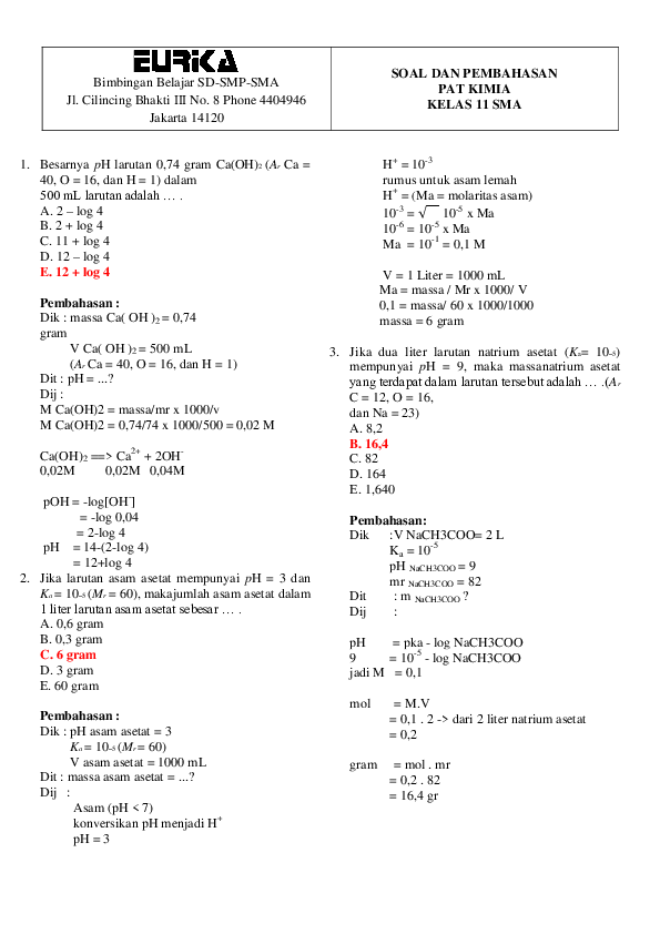 (PDF) Soal dan pembahasan PAT KIMIA