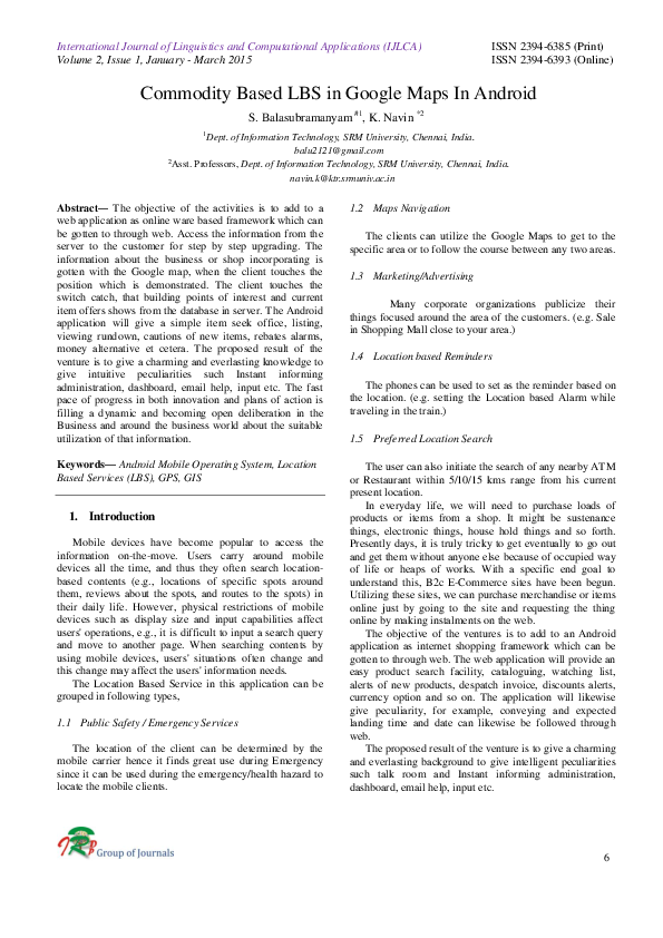 (PDF) Commodity Based LBS in Google Maps In Android
