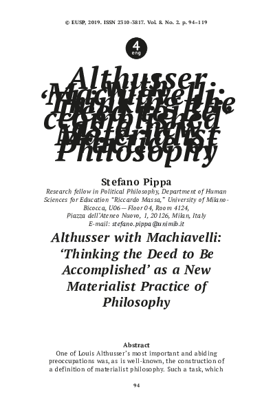 (PDF) Althusser with Machiavelli: 'Thinking the deed to be accomplished ...