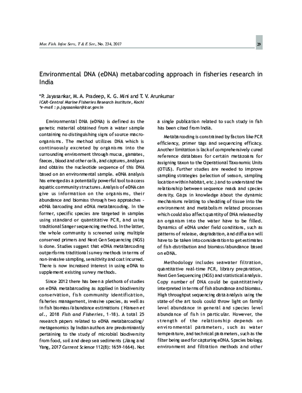 (PDF) Environmental DNA (eDNA) metabarcoding approach in fisheries ...