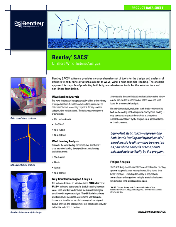 (PDF) Bentley ® SacS ® Offshore Wind Turbine Analysis Wave Loading analysis