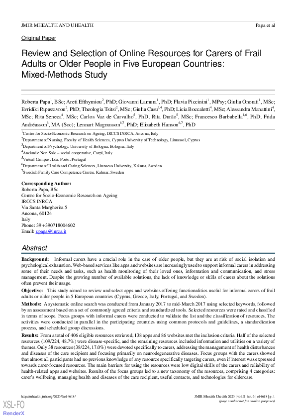 (PDF) Original Paper Review and Selection of Online Resources for ...