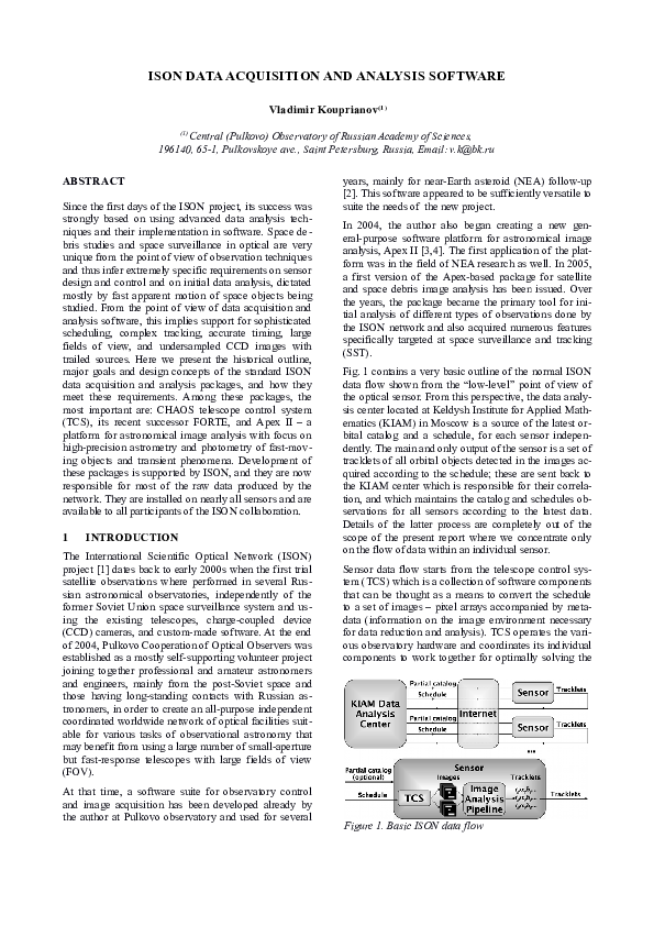 (PDF) ISON DATA ACQUISITION AND ANALYSIS SOFTWARE | Vladimir Kouprianov ...