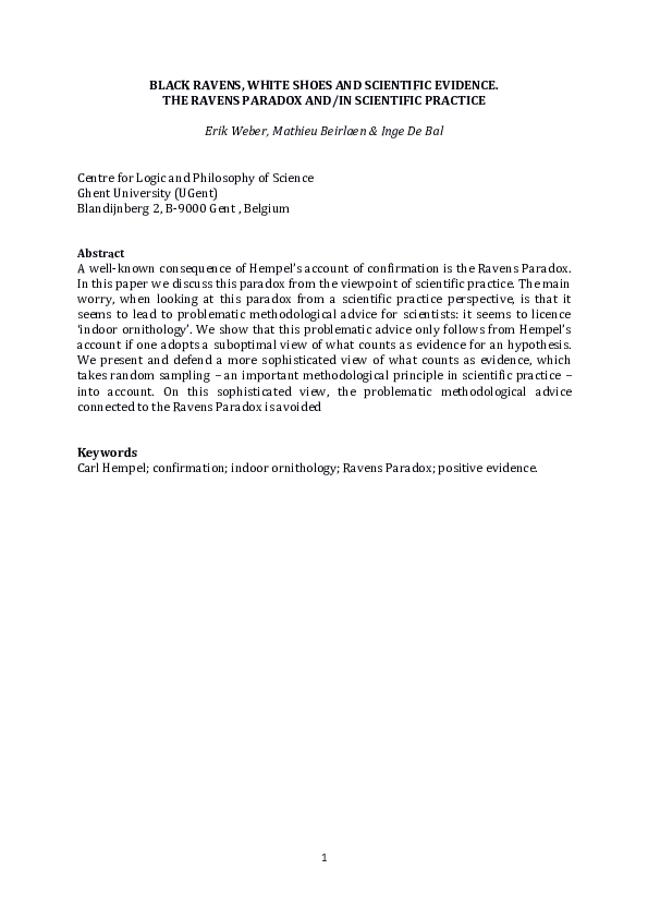 (PDF) BLACK RAVENS, WHITE SHOES AND SCIENTIFIC EVIDENCE. THE RAVENS ...