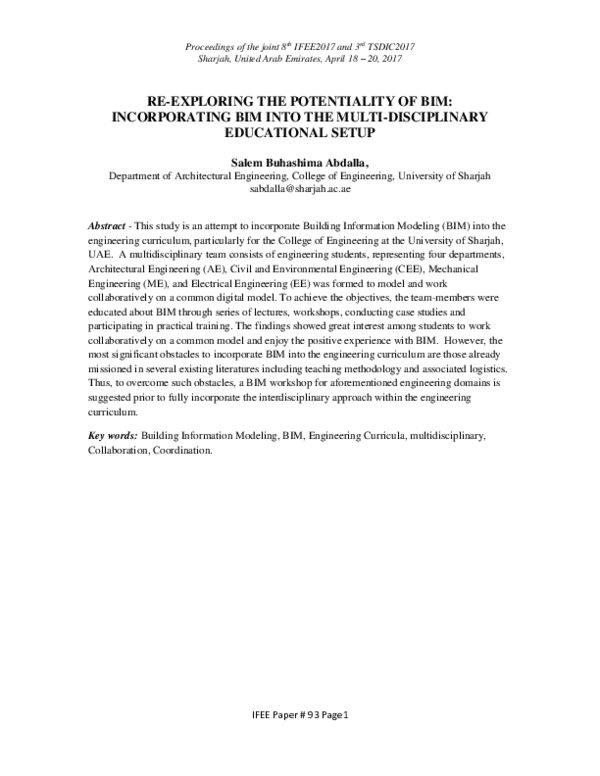 (PDF) RE-EXPLORING THE POTENTIALITY OF BIM: INCORPORATING BIM INTO THE ...