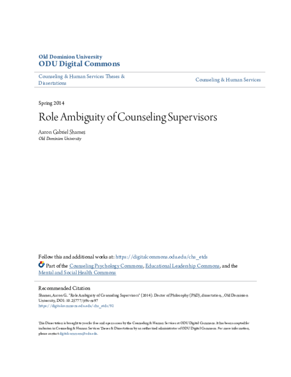 (PDF) Role Ambiguity of Counseling Supervisors