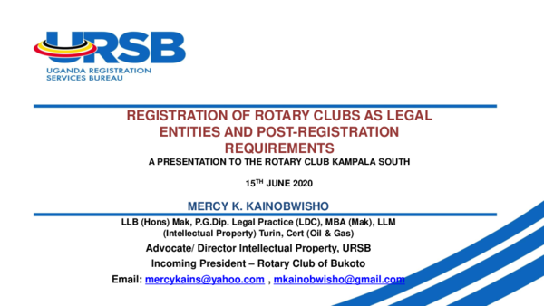 (PDF) REGISTRATION OF ROTARY CLUBS AS LEGAL ENTITIES AND POST ...