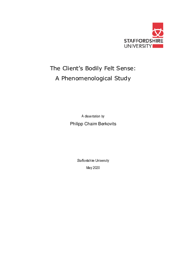 (PDF) The Client's Bodily Felt Sense: A Phenomenological Study