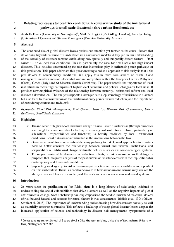 (PDF) Relating root causes to local risk conditions: A comparative ...