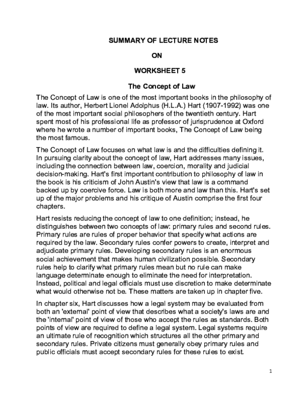 (DOC) SUMMARY OF LECTURE NOTES