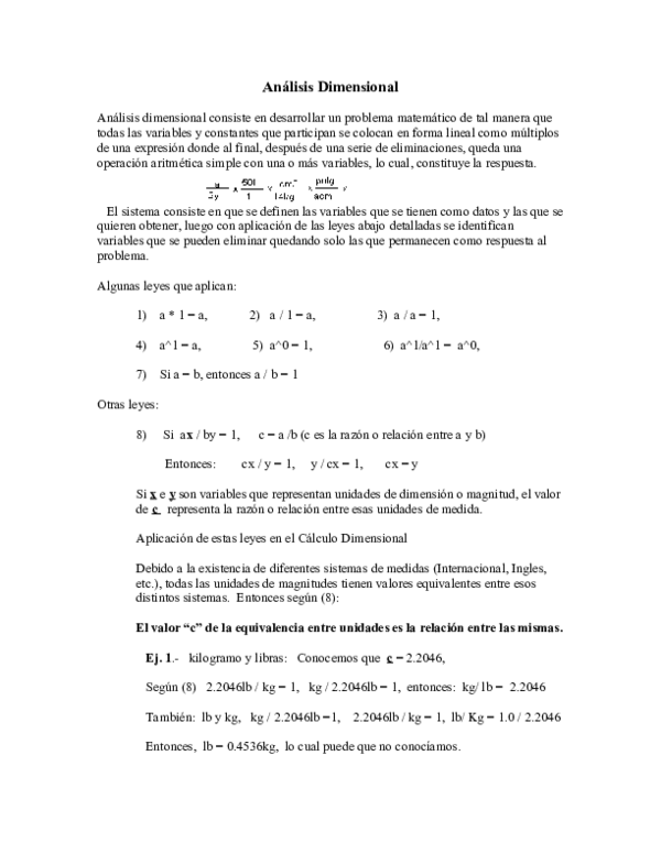 (DOC) Análisis Dimensional
