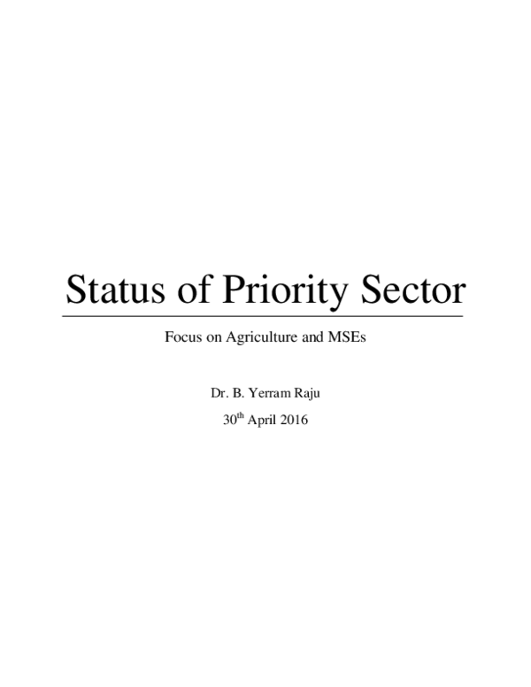 (PDF) Status of priority sector nabard occasional paper FINAL | Yerram ...