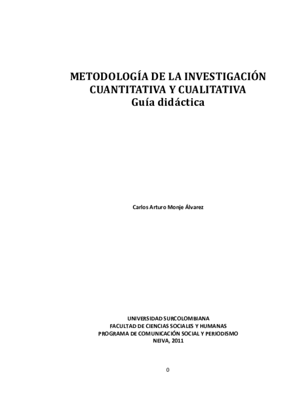 (PDF) METODOLOGÍA DE LA INVESTIGACIÓN CUANTITATIVA Y CUALITATIVA Guía didáctica