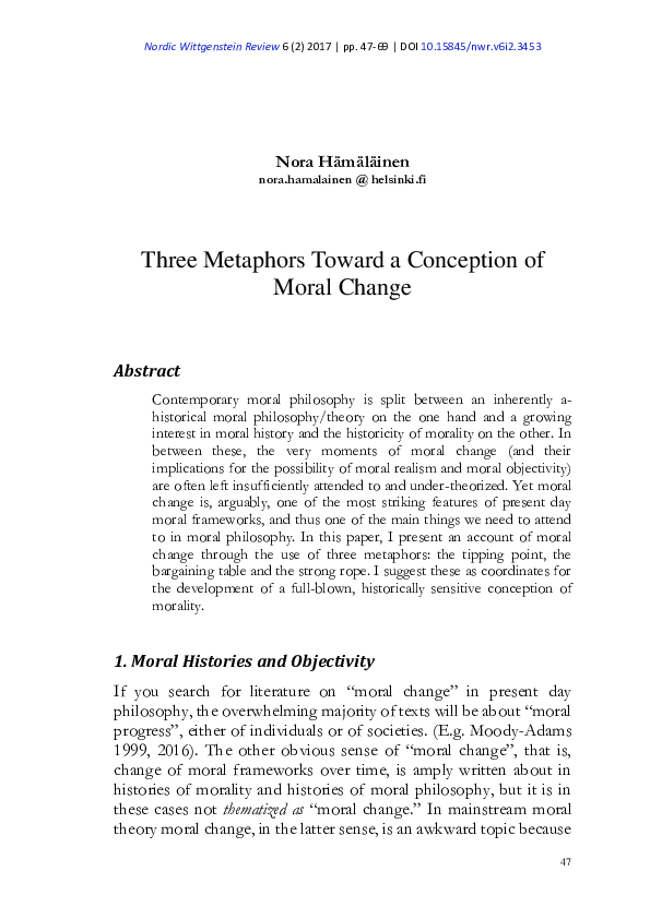 (PDF) Three Metaphors Toward a Conception of Moral Change