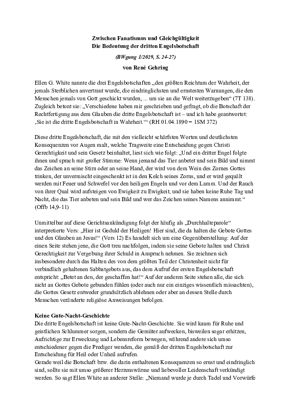 (PDF) Zwischen Fanatismus und Gleichgültigkeit. Die Bedeutung der ...