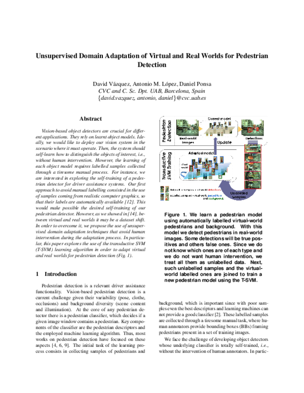 (PDF) Unsupervised Domain Adaptation of Virtual and Real Worlds for Pedestrian Detection | David ...