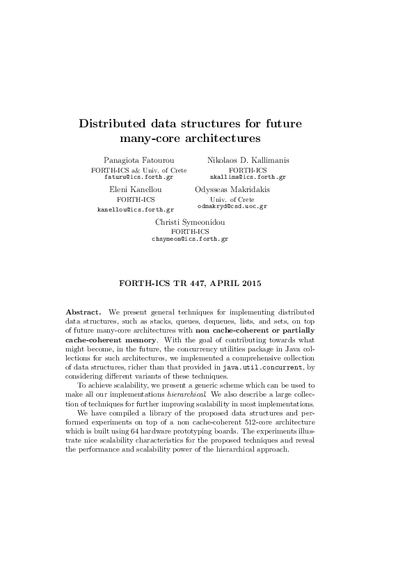 (PDF) Distributed data structures for future many-core architectures