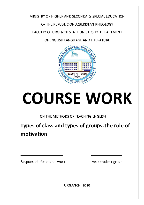 (DOC) COURSE WORK Types of class and types of groups.The role of ...