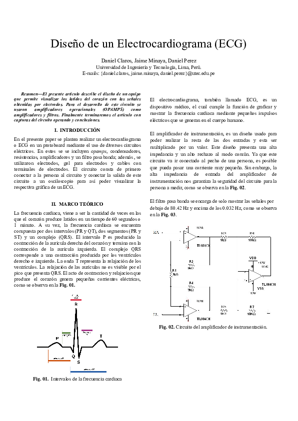 (PDF) Diseño de un Electrocardiograma (ECG)