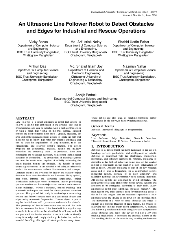 (PDF) An Ultrasonic Line Follower Robot to Detect Obstacles and Edges ...