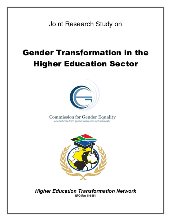 (PDF) Joint Study Into Gender Transformation in the Higher Education Sector