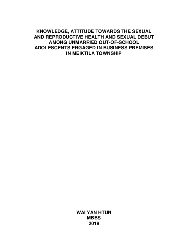 Pdf Knowledge Attitude Towards The Sexual And Reproductive Health