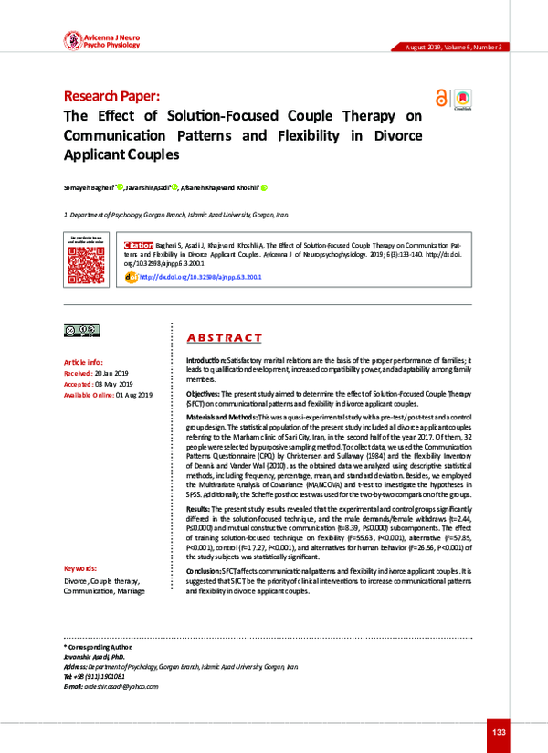 (PDF) The Effect of Solution-Focused Couple Therapy on Communication ...