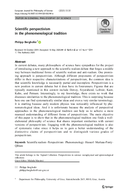 (PDF) Scientific perspectivism in the phenomenological tradition
