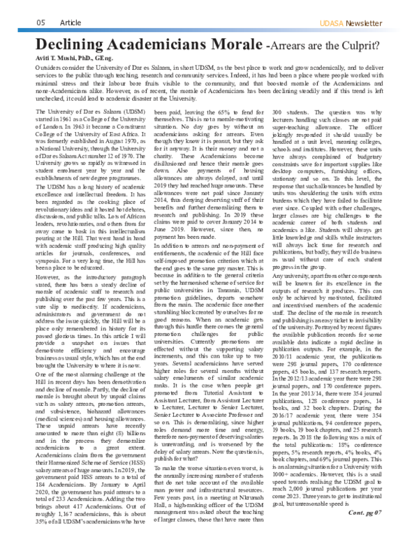 (PDF) Declining Academicians Morale -Arrears are the Culprit