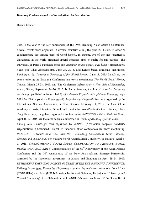 (PDF) Bandung Conference and its Constellation: An Introduction