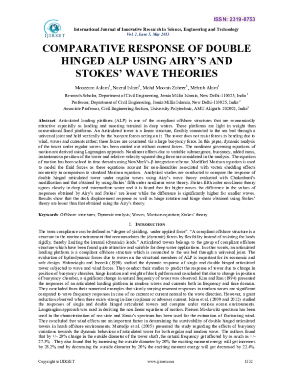 (PDF) COMPARATIVE RESPONSE OF DOUBLE HINGED ALP USING AIRY’S AND STOKES ...