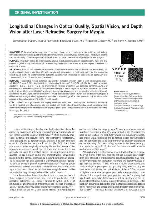 (PDF) Longitudinal Changes in Optical Quality, Spatial Vision, and ...