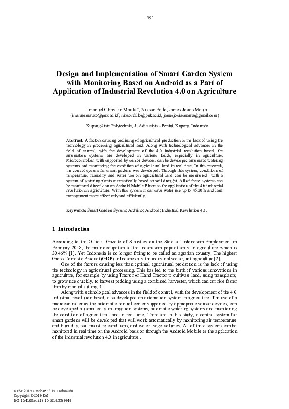 (PDF) Design and Implementation of Smart Garden System with Monitoring Based on Android as a ...
