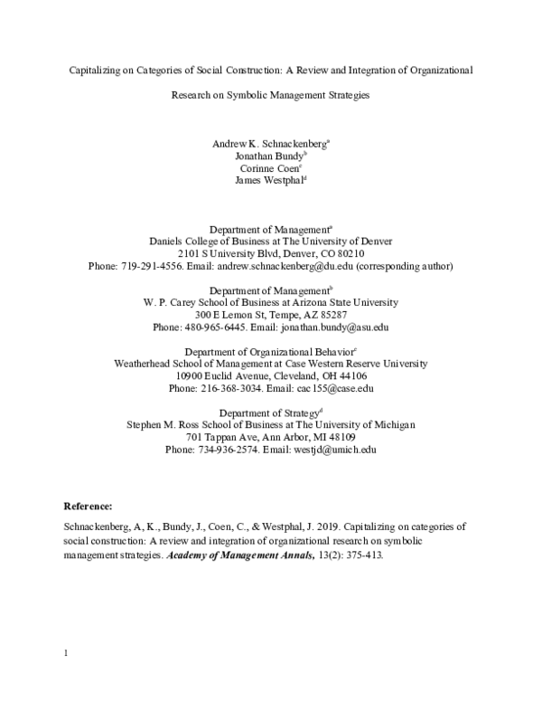 (DOC) Capitalizing on Categories of Social Construction: A Review and ...