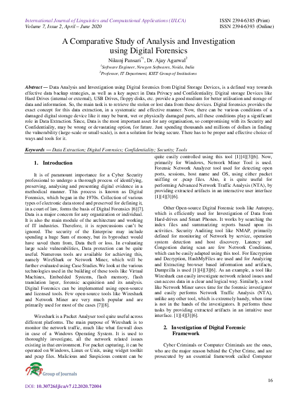 (PDF) A Comparative Study of Analysis and Investigation using Digital ...