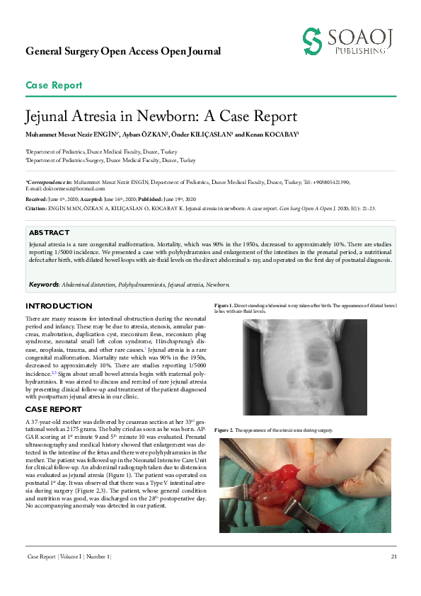 (PDF) Jejunal Atresia in Newborn: A Case Report | Jennifer Smith ...