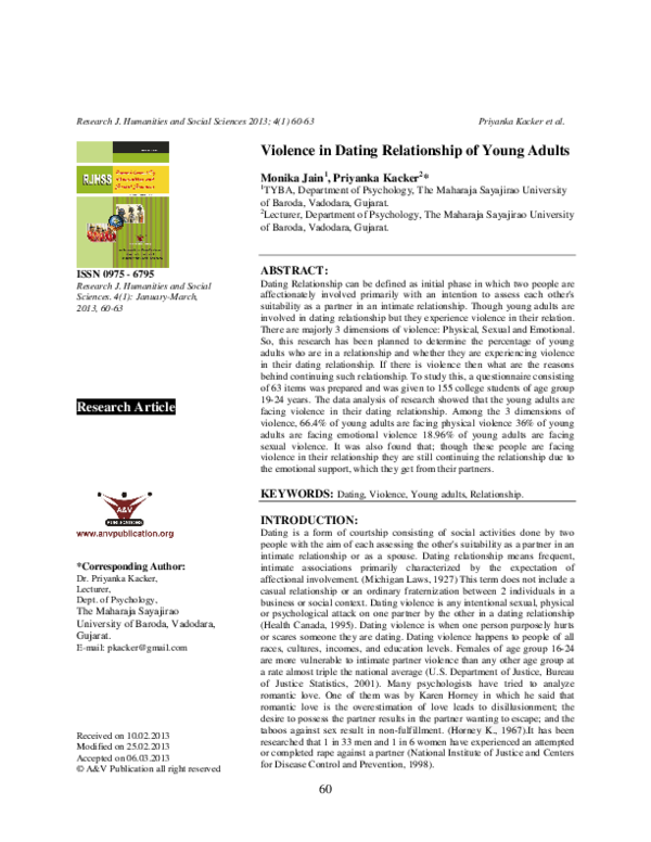 (PDF) Violence in Dating Relationship of Young Adults