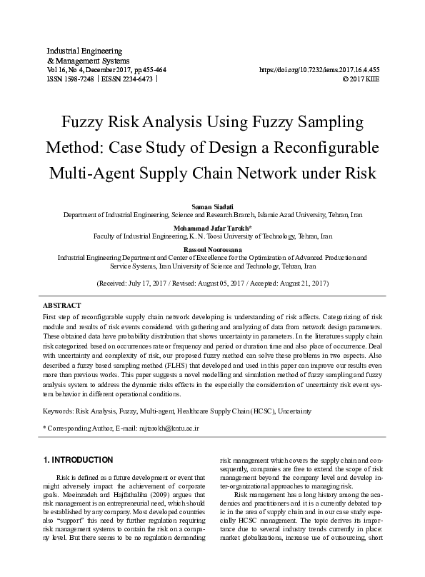(PDF) Fuzzy Risk Analysis Using Fuzzy Sampling Method: Case Study of ...