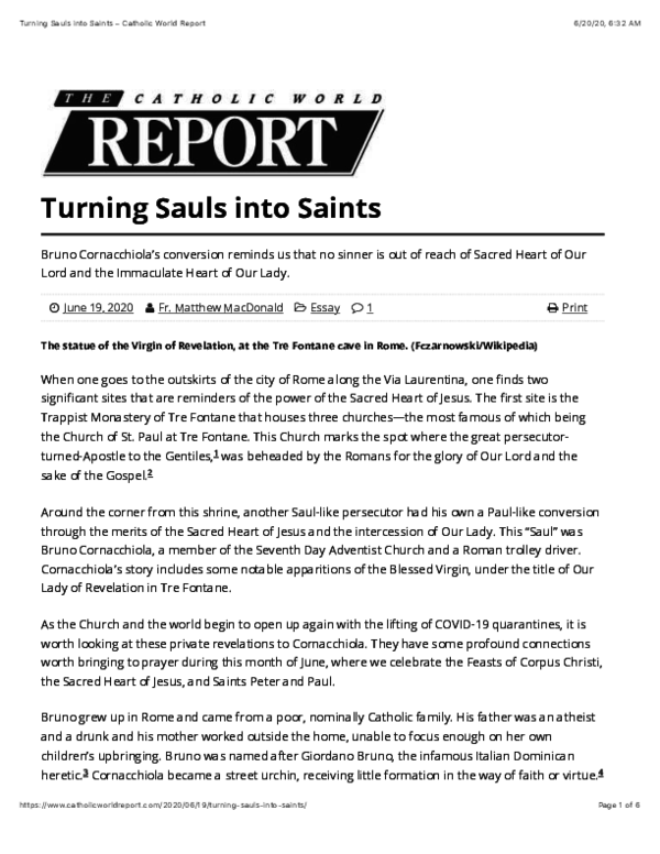 (PDF) Turning Sauls into Saints – Catholic World Report