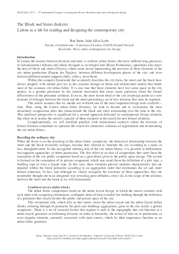 (PDF) The Block and Street dialectic. Lisbon as a lab for reading and ...