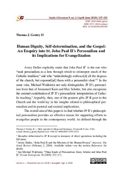 (PDF) Human Dignity, Self-determination, and the Gospel: An Enquiry ...
